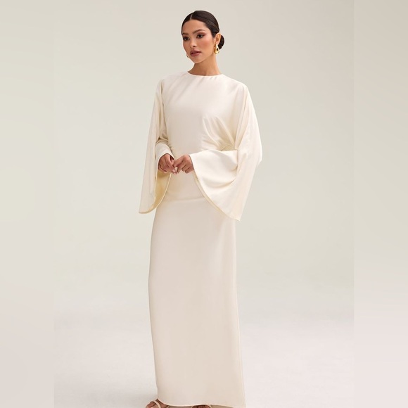 Veiled | Dresses | Veiled Collection Batool Satin Maxi Dress Cream ...